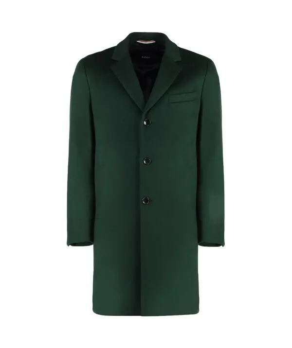 Hugo Boss Single Breasted Slim Fit Coat - Green