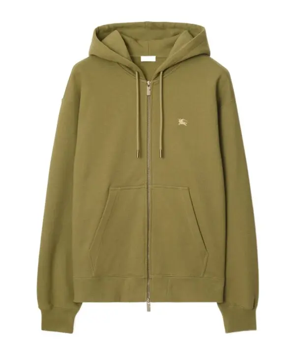 Burberry Ekd Embroidered Zip-up Drawstring Hoodie - Estate
