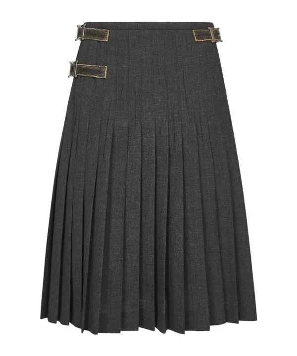 Prada Pleated Midi Skirt With Buckle Detail