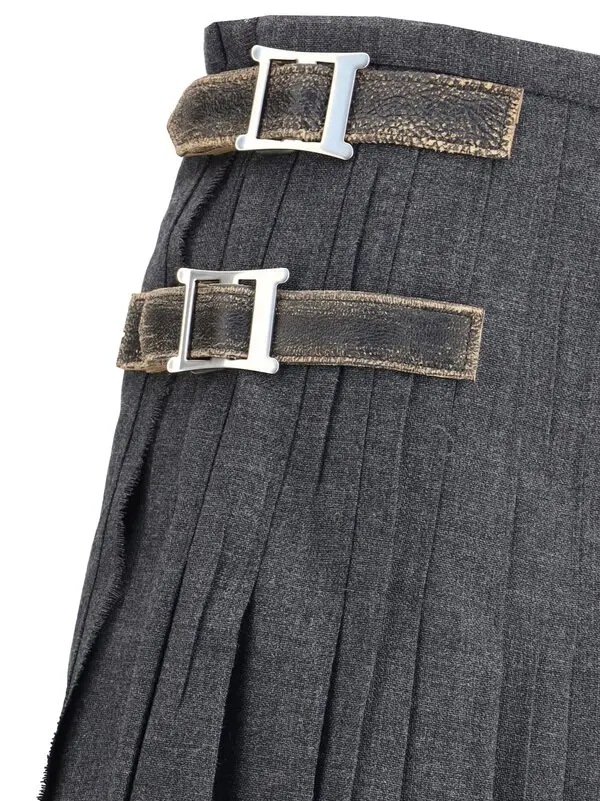 Prada Pleated Midi Skirt With Buckle Detail