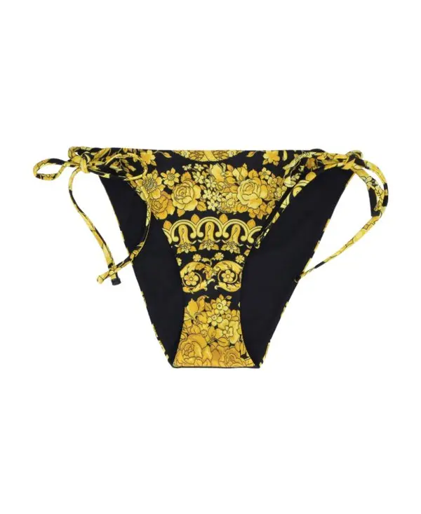 Versace Graphic Printed Side-tied Bikini Bottoms - Black