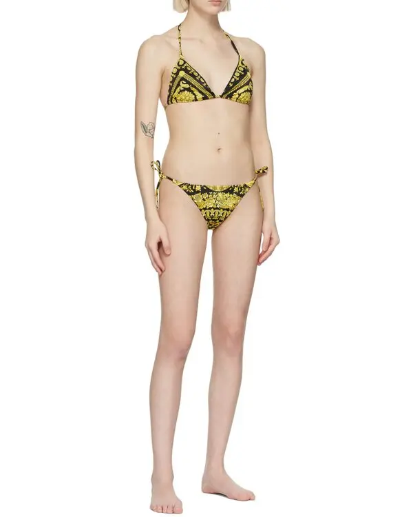 Versace Graphic Printed Side-tied Bikini Bottoms - Black