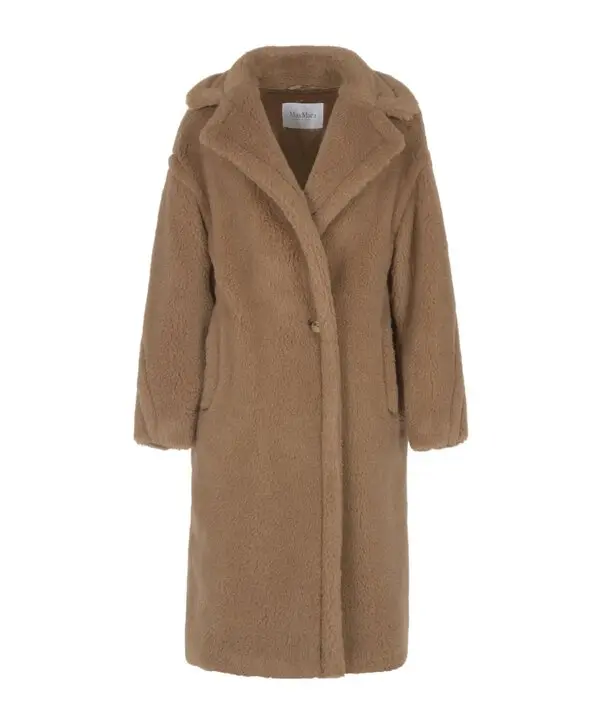 Max Mara Double-breasted Long Teddy Coat - Camel