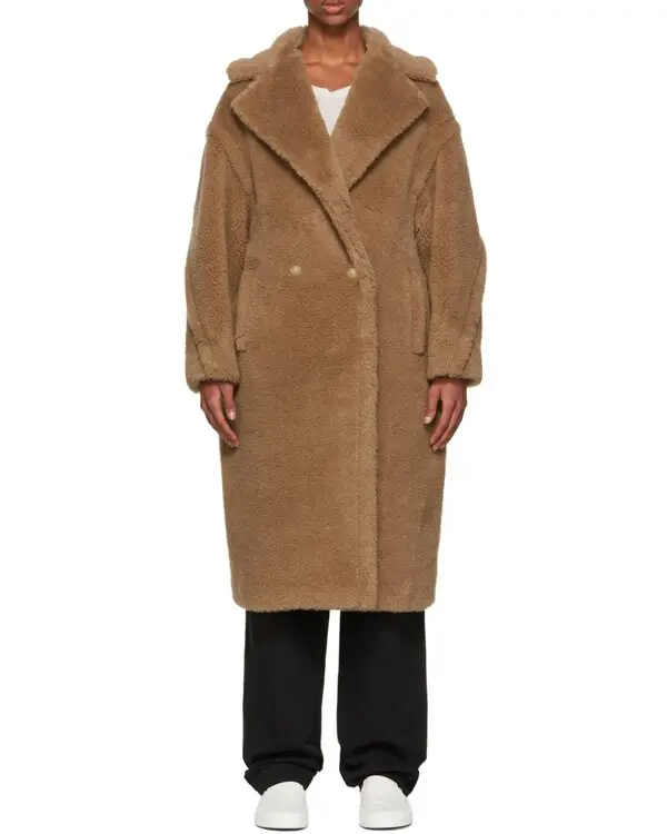 Max Mara Double-breasted Long Teddy Coat - Camel