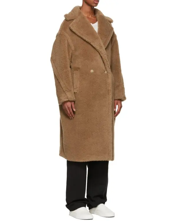 Max Mara Double-breasted Long Teddy Coat - Camel
