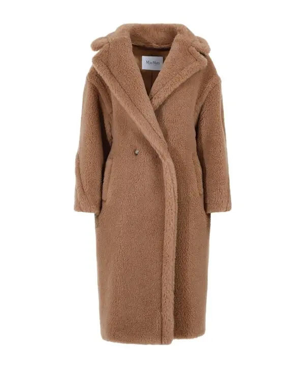 Max Mara Double-breasted Long Teddy Coat - Camel