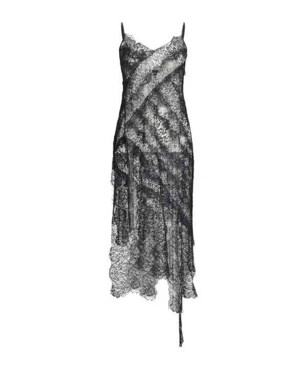Retrofete Sabina Lace Asymmetrical Midi Dress