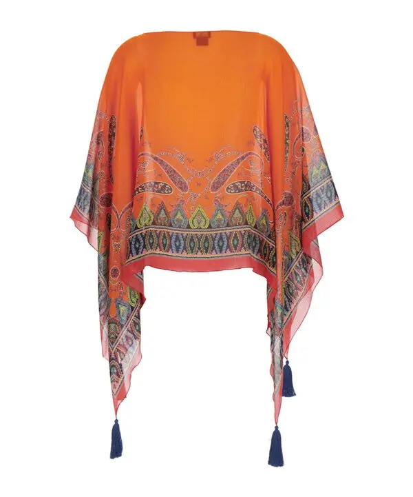 Etro Paisley Tasseled Boatneck Top - Orange