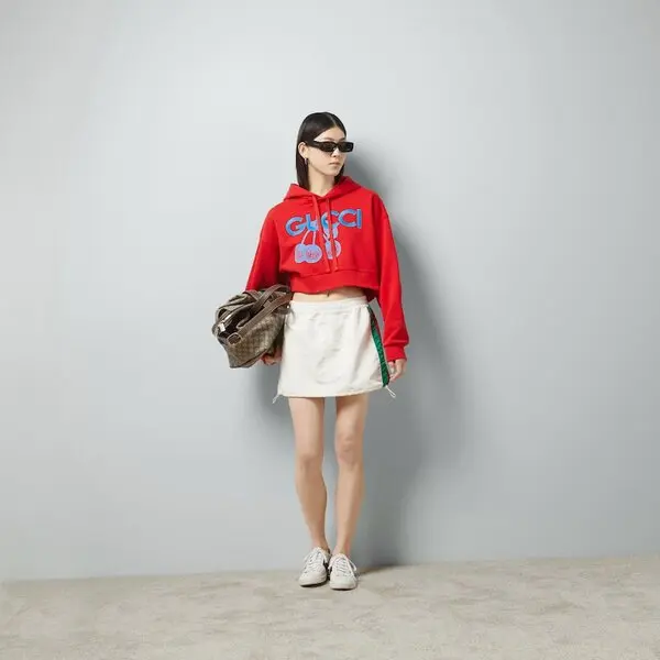 Gucci Logo Embroidered Cotton Hoodie