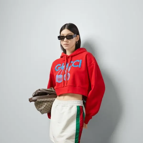 Gucci Logo Embroidered Cotton Hoodie