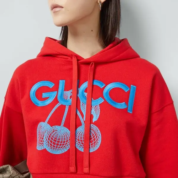 Gucci Logo Embroidered Cotton Hoodie