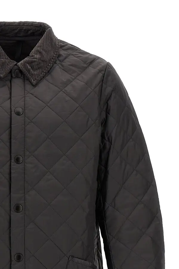 Barbour Heritage Liddesdale Quilted Jacket With Corduroy Collar - Black