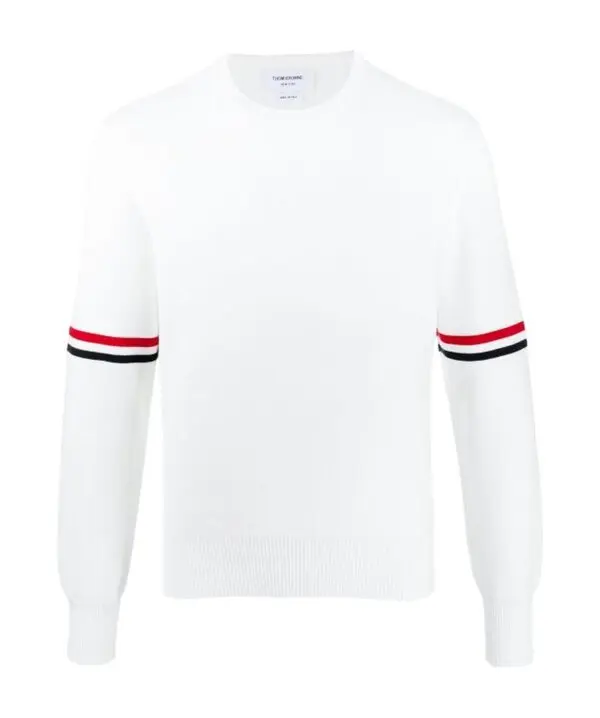 Thom Browne Rwb Striped Knit Jumper - White