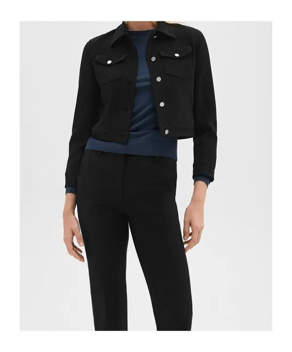 Theory Shrunken Button-up Trucker Jacket - Black