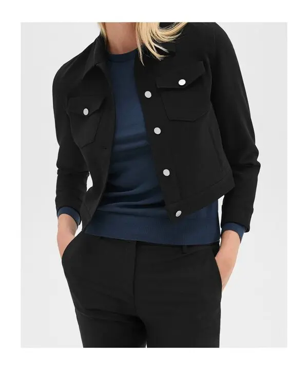 Theory Shrunken Button-up Trucker Jacket - Black