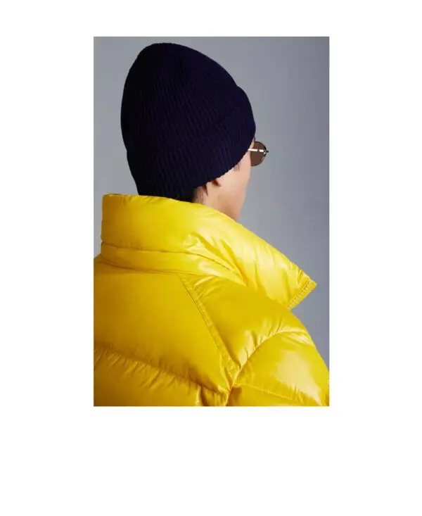 Moncler Logo Patch Ribbed-knit Beanie - Blue