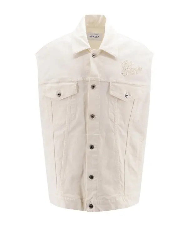 Off-White Logo Embroidered Buttoned Gilet - Nude