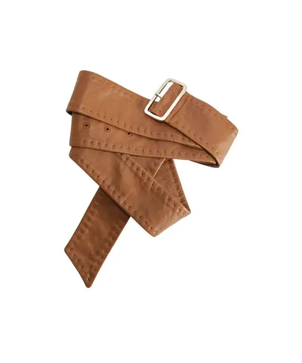 Max Mara Napa Leather Belt With Buckle - Brown