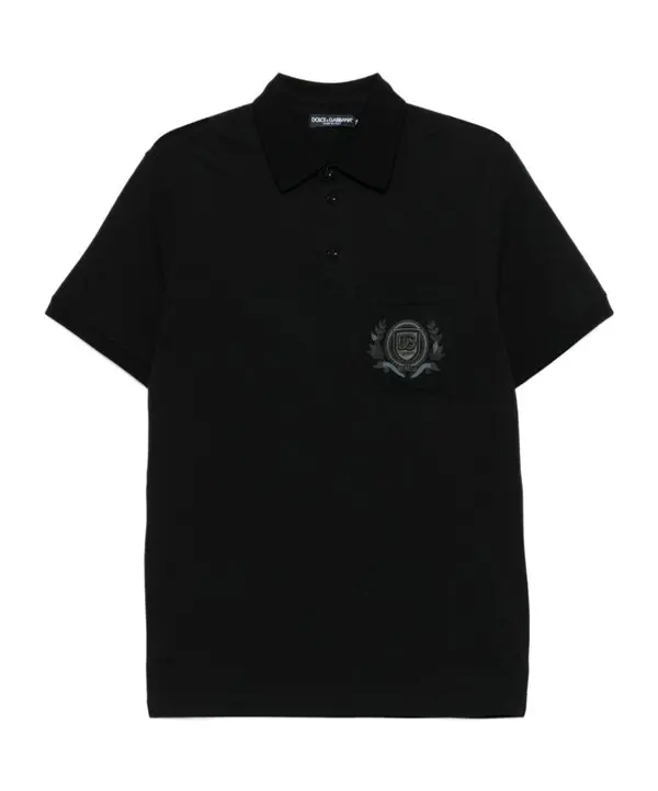 Dolce & Gabbana Logo-embroidered Polo Shirt - Black