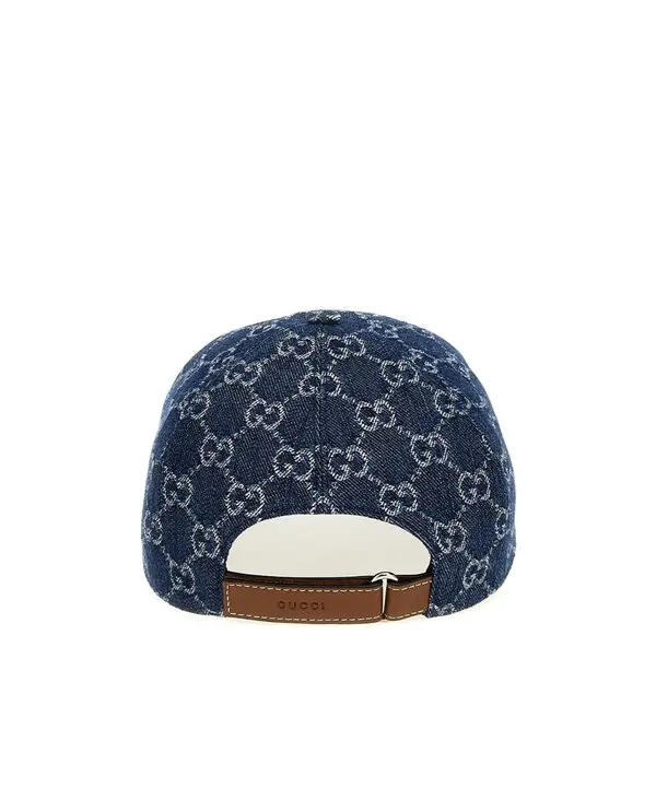 Gucci Gg Monogrammed Denim Baseball Cap - Blue