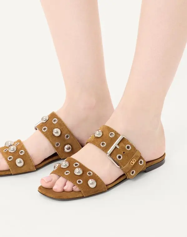 Valentino Garavani Nellcôte Buckled Slide Sandals - Brown