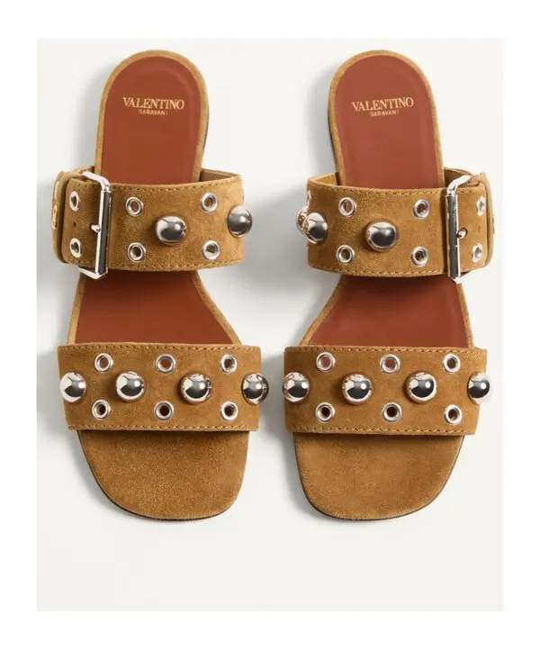 Valentino Garavani Nellcôte Buckled Slide Sandals - Brown
