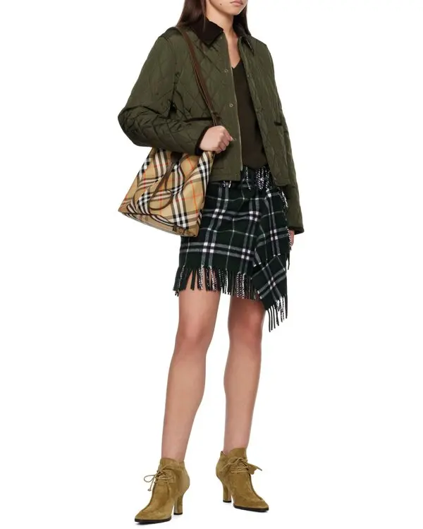 Burberry Checked Fringed Mini Skirt