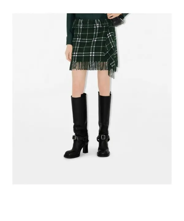Burberry Checked Fringed Mini Skirt