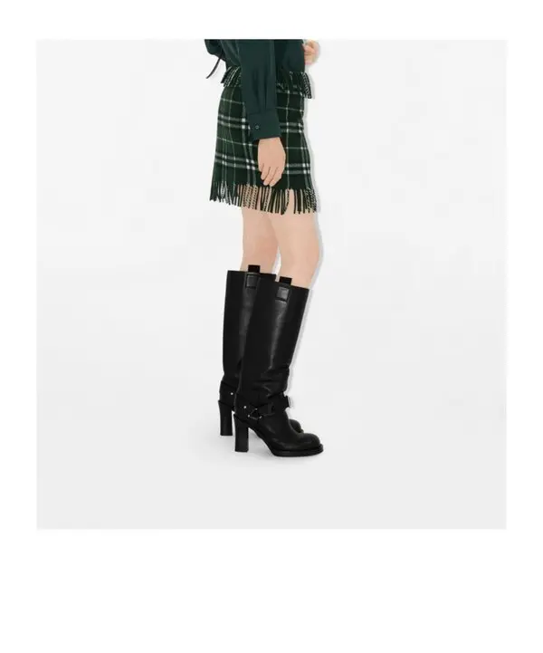 Burberry Checked Fringed Mini Skirt