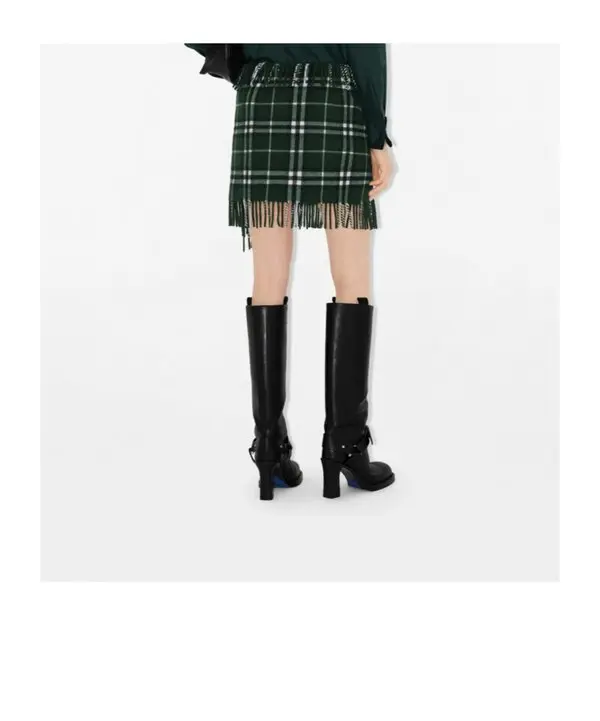 Burberry Checked Fringed Mini Skirt