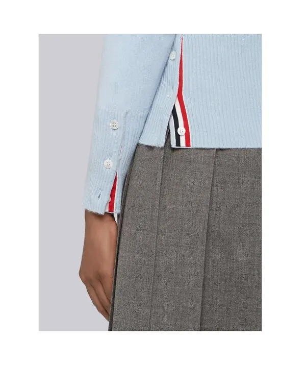 Thom Browne Four-bar V-neck Cardigan - Light Blue