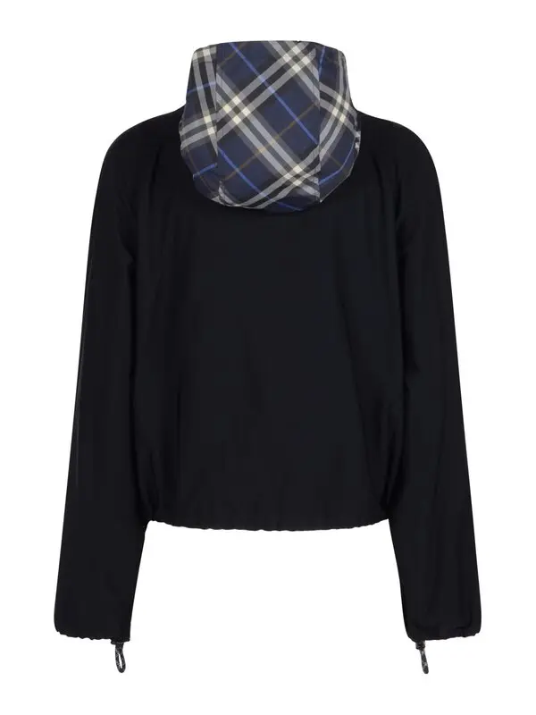 Burberry Cropped Hooded Jacket With Riding Knight Print - Silhouette Blue