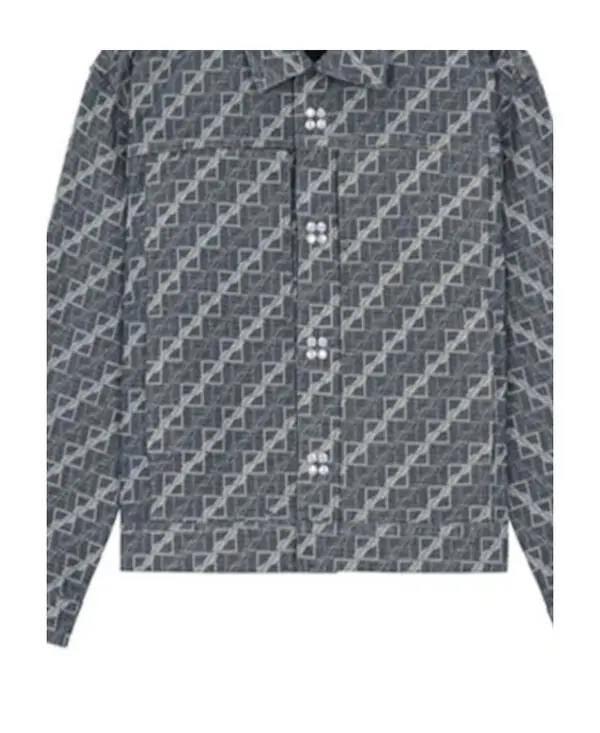 We11Done Logo Print Denim Jacket - Gray