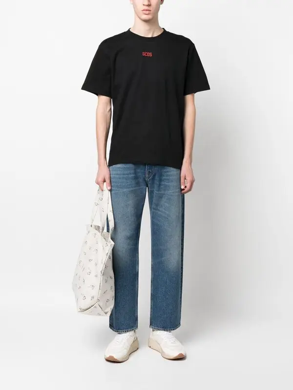 Gcds Logo Printed Crewneck T-shirt - Black