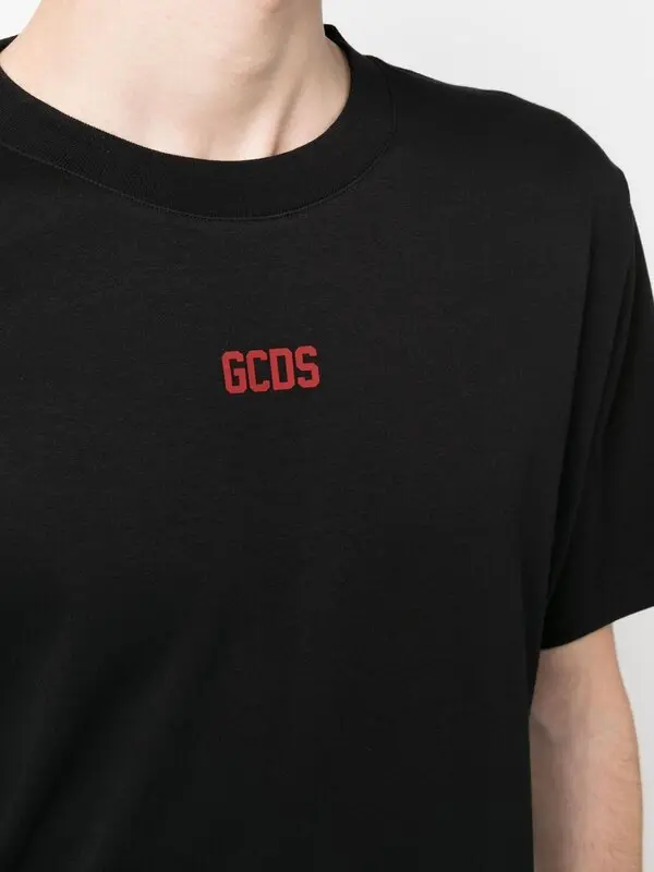 Gcds Logo Printed Crewneck T-shirt - Black