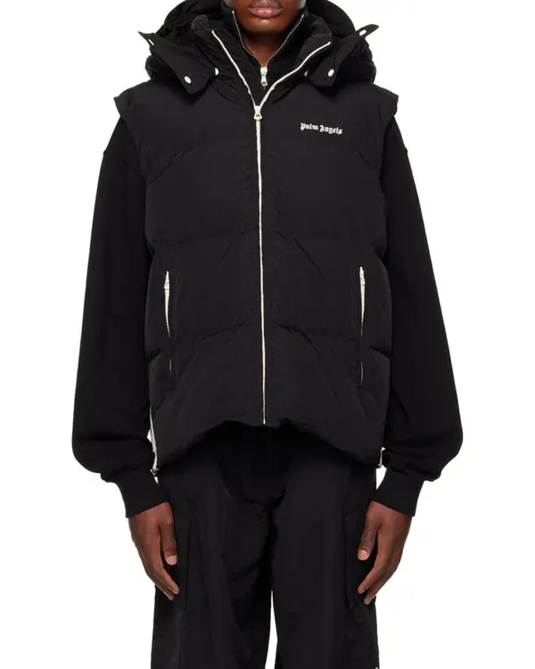 Palm Angels Logo Printed Padded Vest - Black