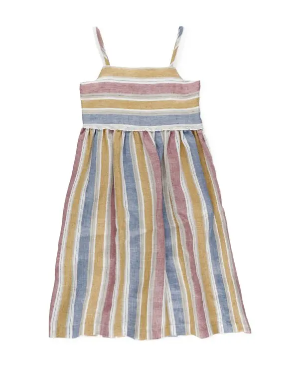 IL GUFO Striped Pleated Dress With Fringe Detail