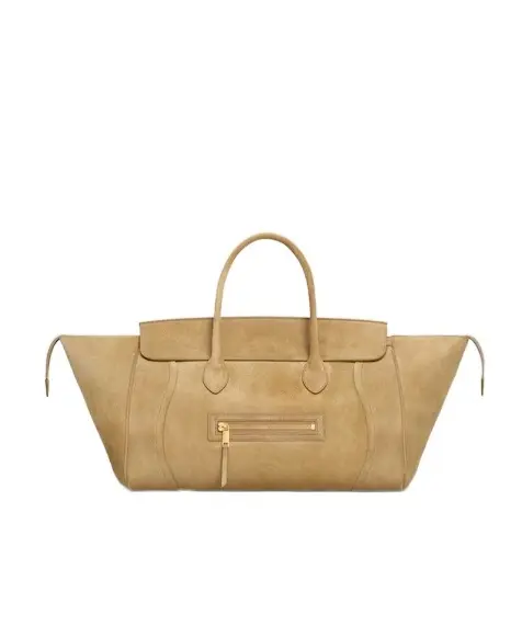 Celine Luggage In Suede Calfskin - Light Brown