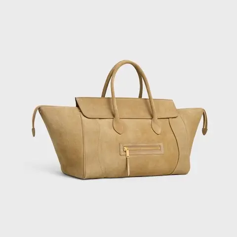 Celine Luggage In Suede Calfskin - Light Brown