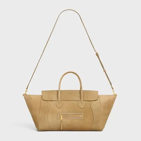 Celine Luggage In Suede Calfskin - Light Brown