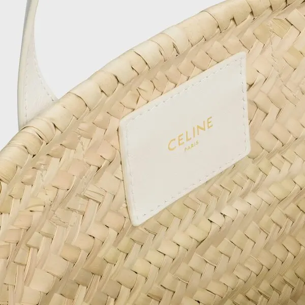 Celine Teen Triomphe Panier In Palm Leaves And Calfskin - White