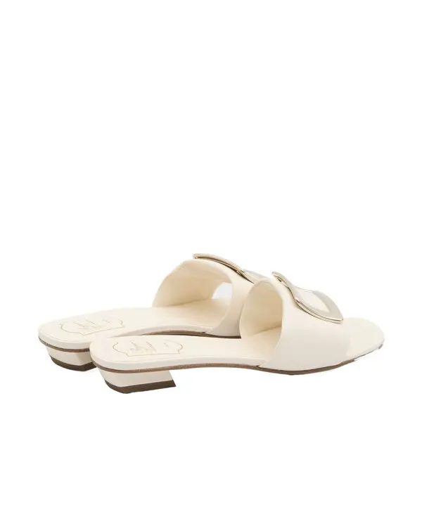 ROGER VIVIER Logo-engraved Open-toe Mules - Cream