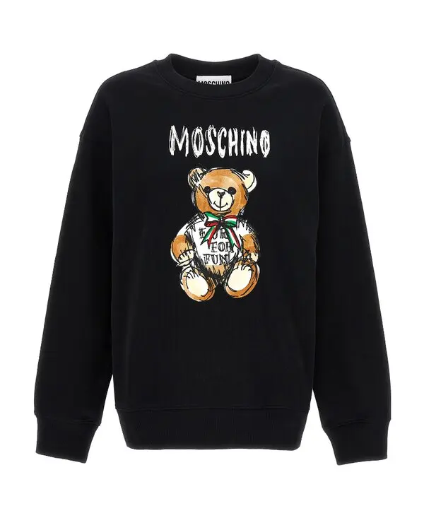 Moschino Teddy Bear Print Crewneck Sweatshirt - Black