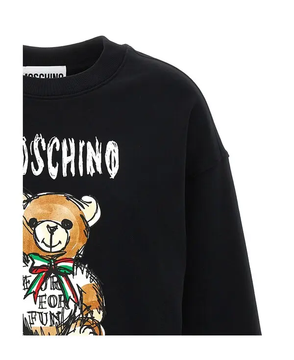 Moschino Teddy Bear Print Crewneck Sweatshirt - Black