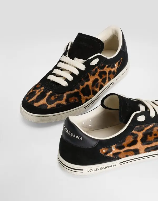 Dolce & Gabbana Saint Tropez Light Sneakers With Leopard Print - Black