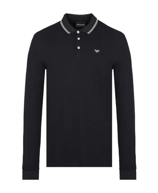 Emporio Armani Logo Long-sleeved Polo Shirt