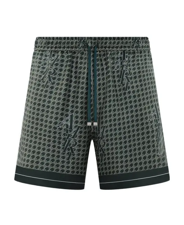 Amiri Staggered Houndstooth Silk Shorts - Black