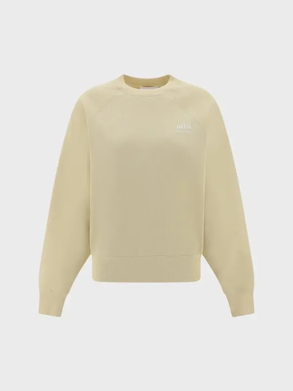 Ami Logo Detailed Crewneck Sweatshirt - Nude