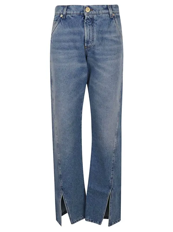 Balmain Front Slit Bootcut Jeans - Blue