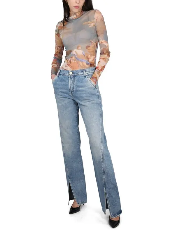 Balmain Front Slit Bootcut Jeans